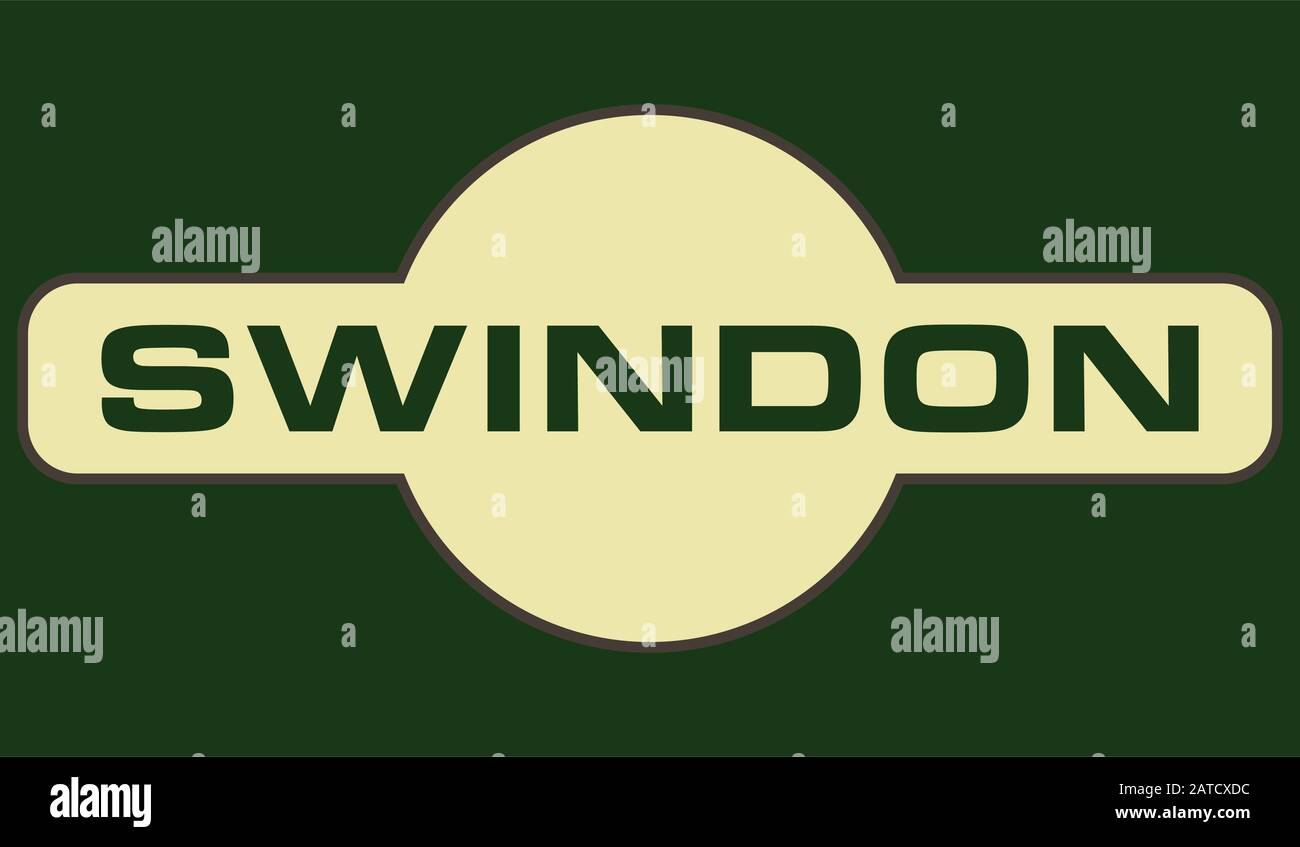 Swindon railway themed sign Stock Photo - Alamy