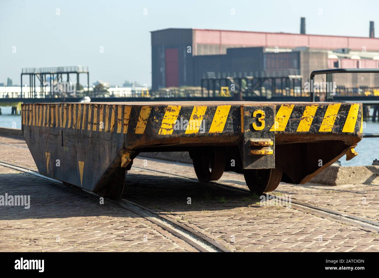 Old rusty car trailer at Harbor of Rotterdam during daytime Stock Photo ...