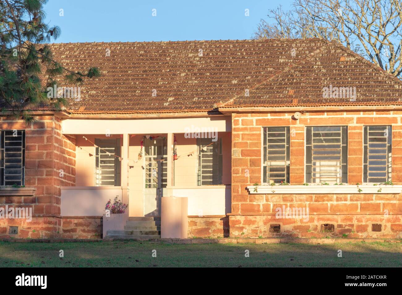 Building of an old rural school and its colonial architecture in the ...