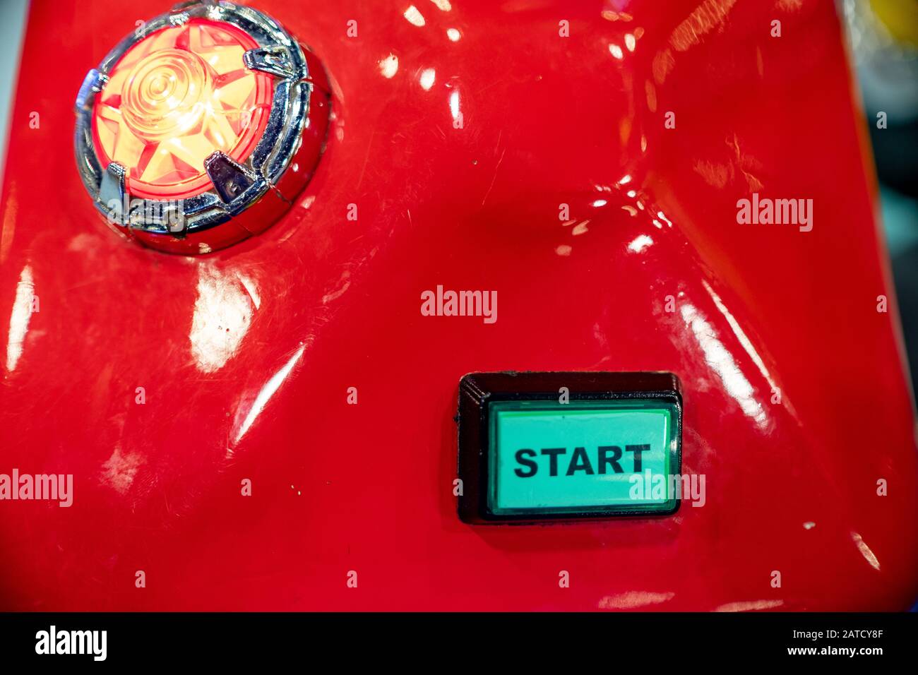 Start button on a red toy car for children Stock Photo - Alamy
