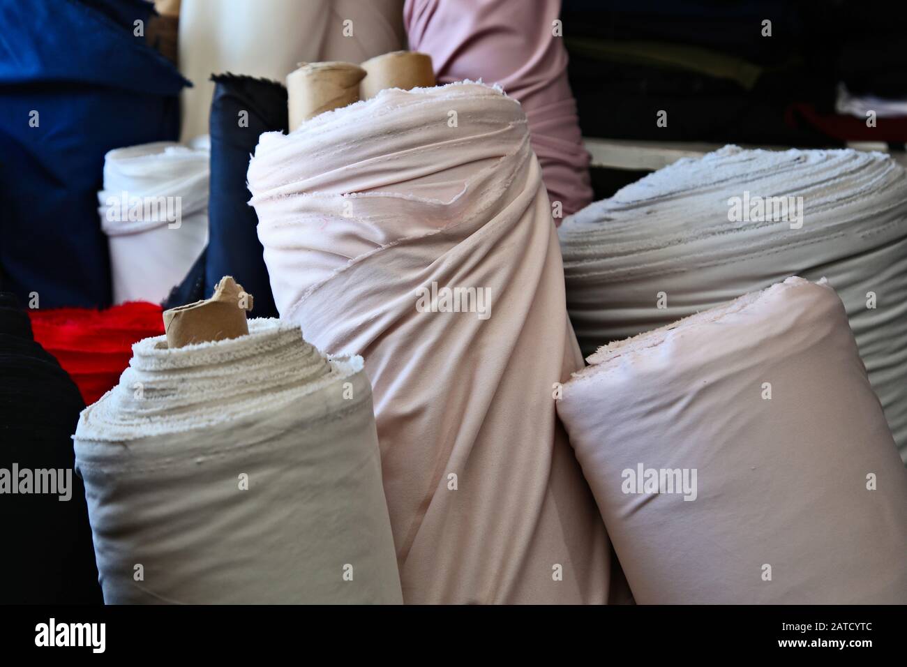 Set of colored rounded fabrics leaning on each other Stock Photo - Alamy