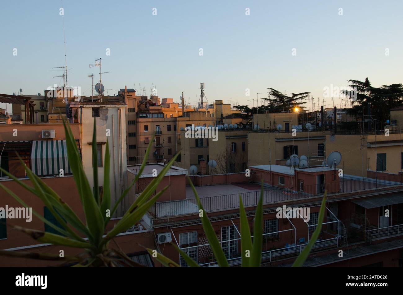 High angle shot of the roofs of the buildings in Rome Stock Photo - Alamy
