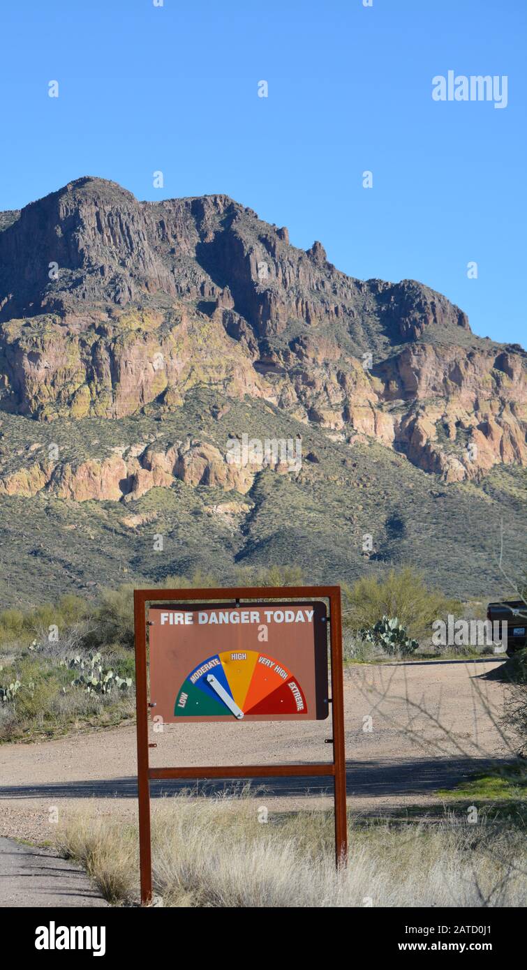Fire Danger Today Sign, on Picket Post Mountain Trail at Picket Post ...