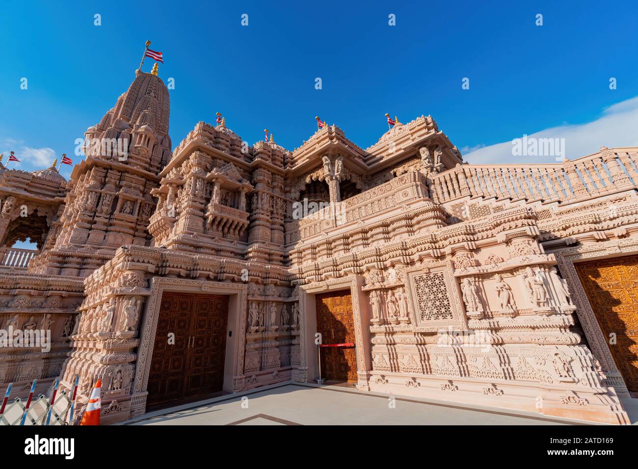 Exterior view of the famous BAPS Shri Swaminarayan Mandir at Chino ...