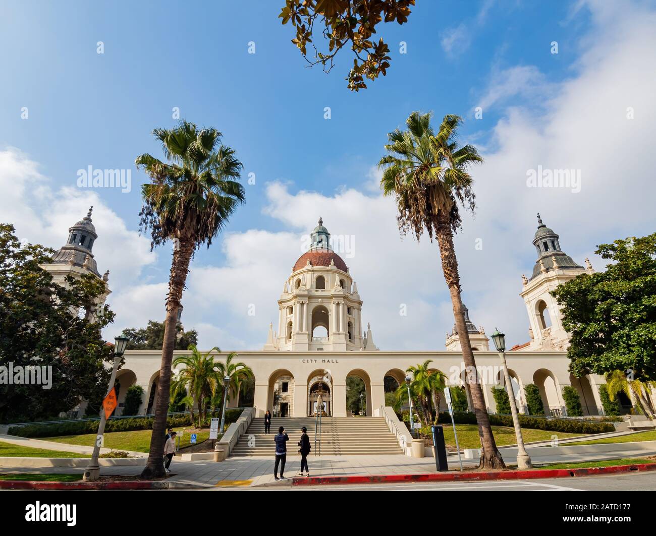 Exterior view of the famous Pasadena City Hall at Pasadena, California ...