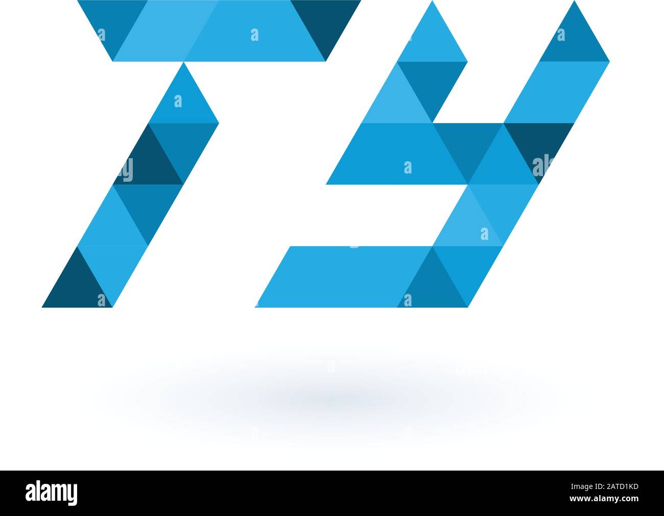 Initial geometric triangle pixel letters TY, Business identity element ...