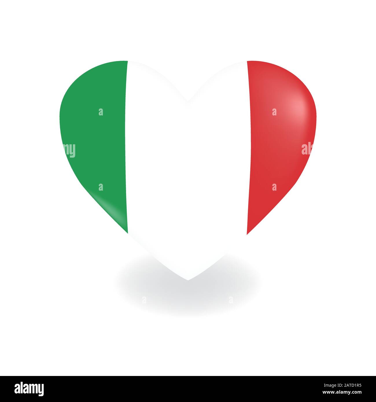 Heart with Italy flag on a white background casts a shadow, vector ...
