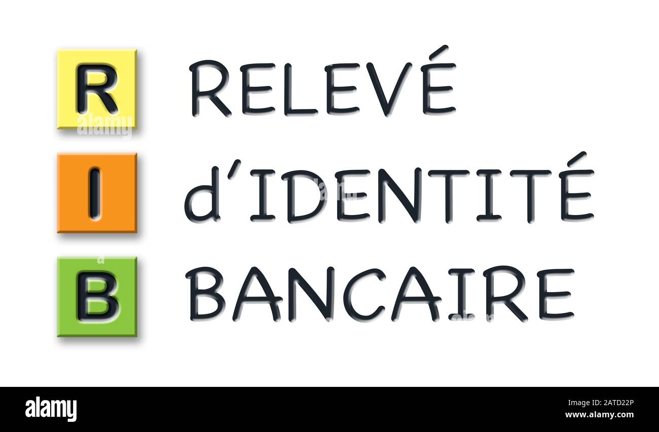 RIB 3d initials in colored 3d cubes with 3d meaning in french Stock ...