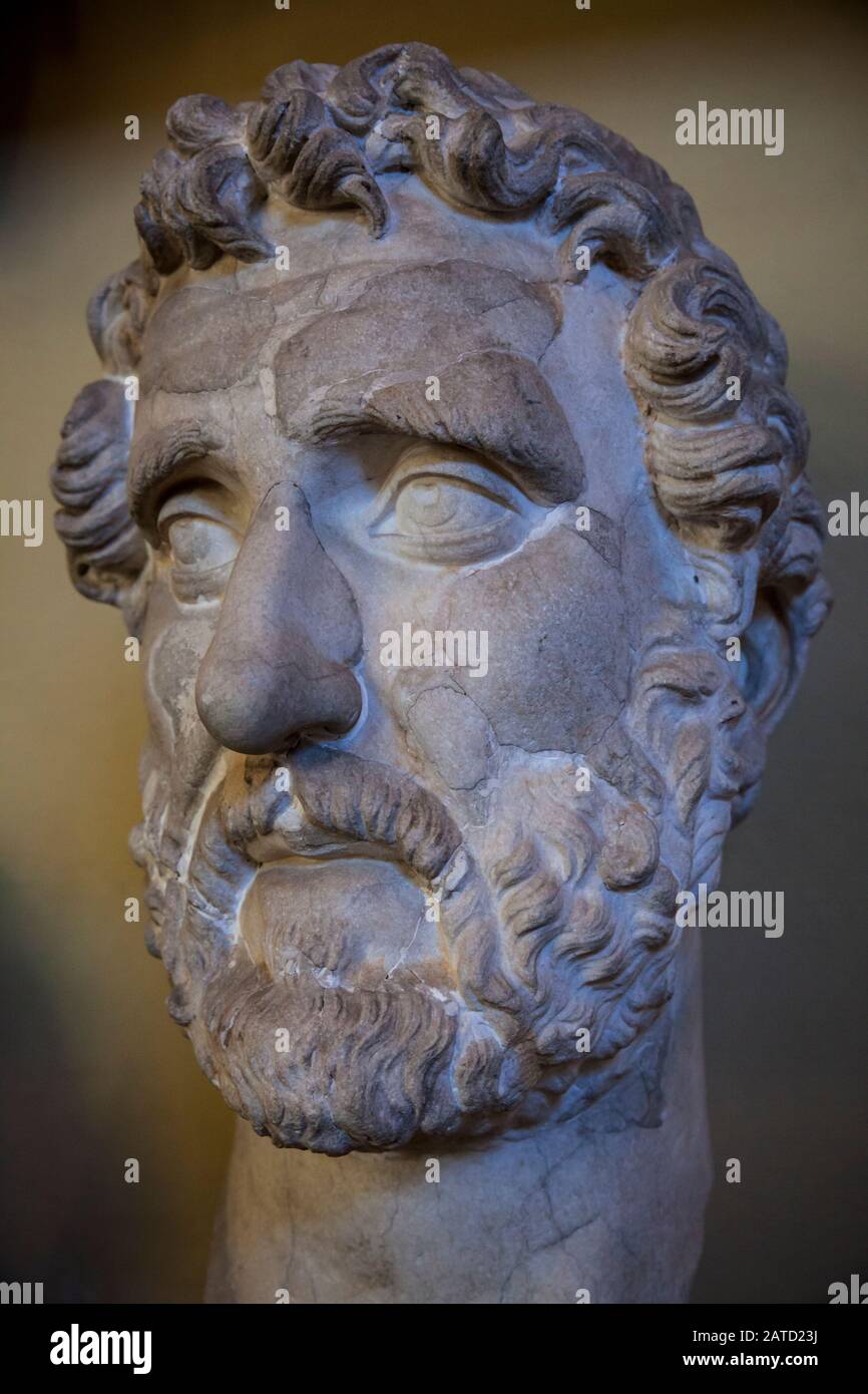 A Roman head or bust in the Vatican Museum, Vatican City, Rome, Italy ...