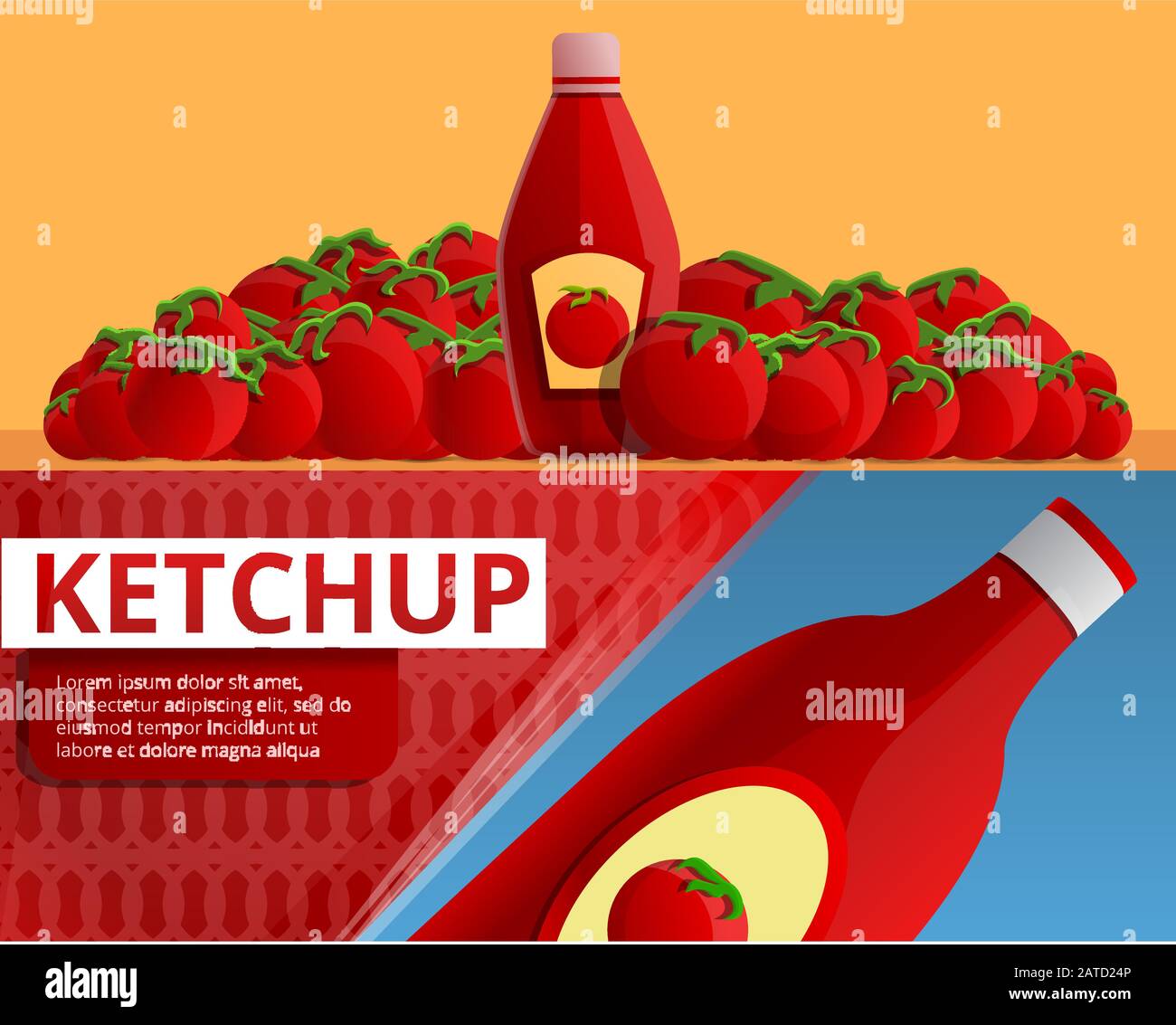 Tomato ketchup banner set. Cartoon illustration of tomato ketchup ...