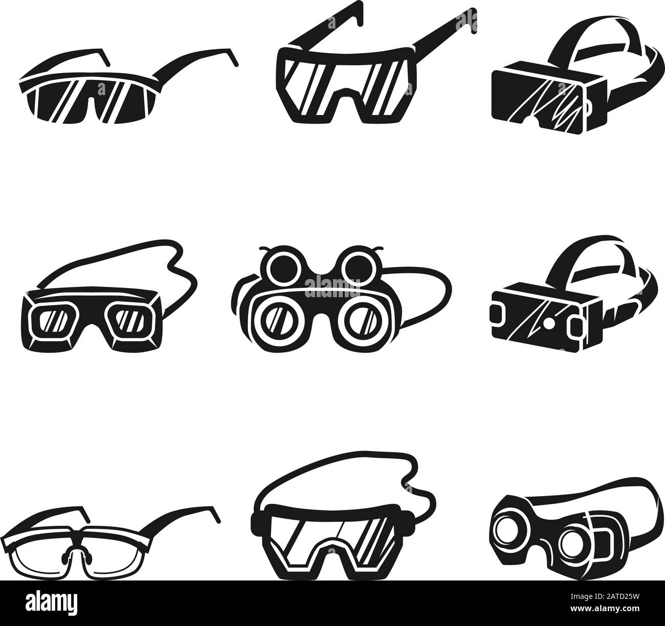 Goggles icons set. Simple set of goggles vector icons for web design on ...