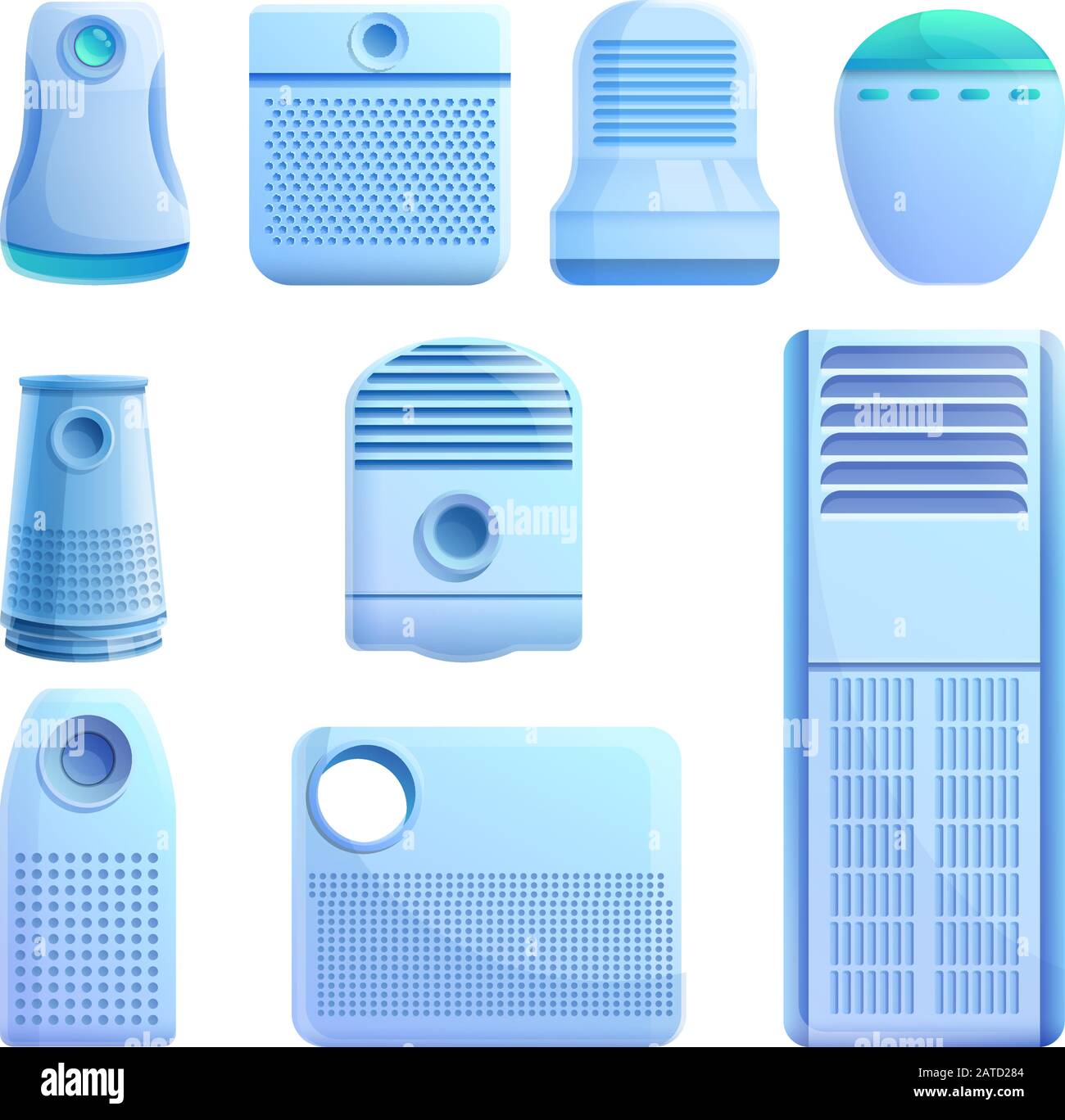 Air purifier icons set. Cartoon set of air purifier vector icons for ...