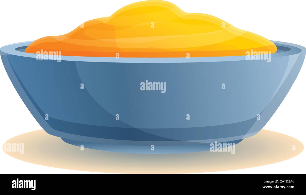 Yellow condiment bowl icon. Cartoon of yellow condiment bowl vector ...