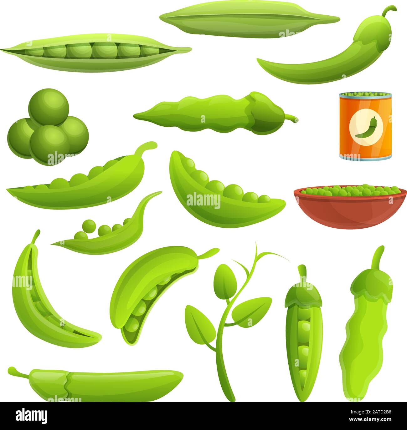 Peas icons set. Cartoon set of peas vector icons for web design Stock ...