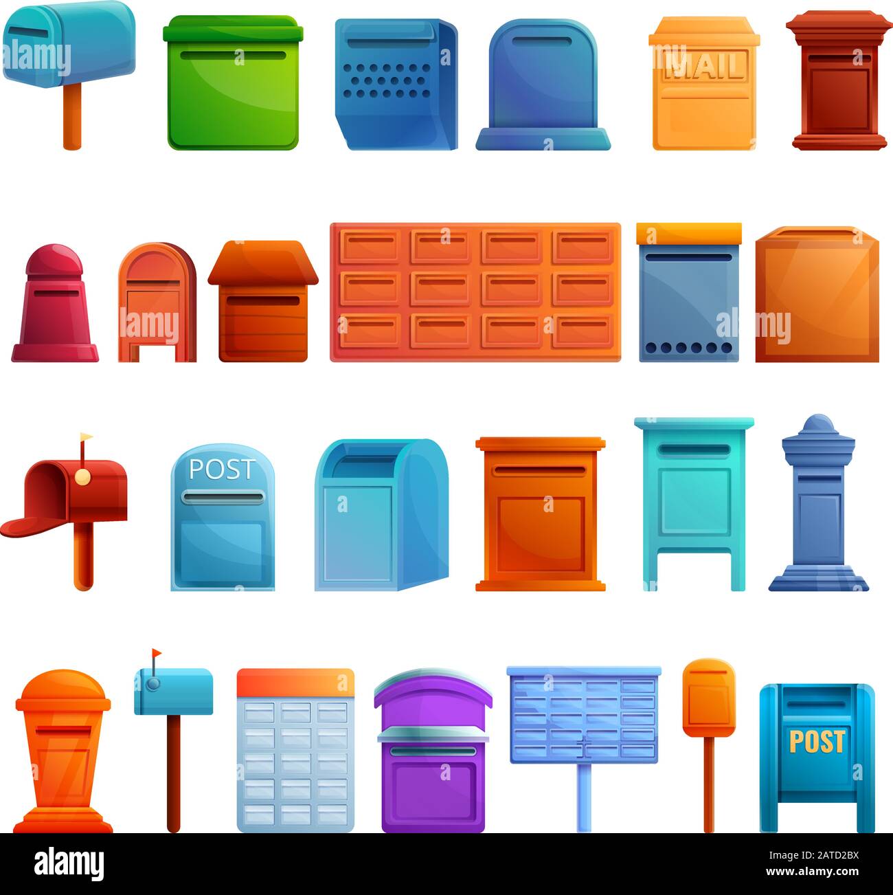 Mailbox icons set. Cartoon set of mailbox vector icons for web design ...