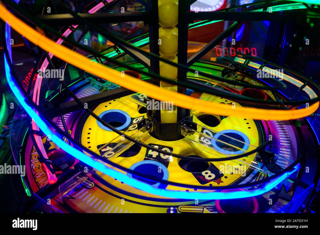 Singapore-29 JAN 2020:gaming machine closeup view in dark background ...