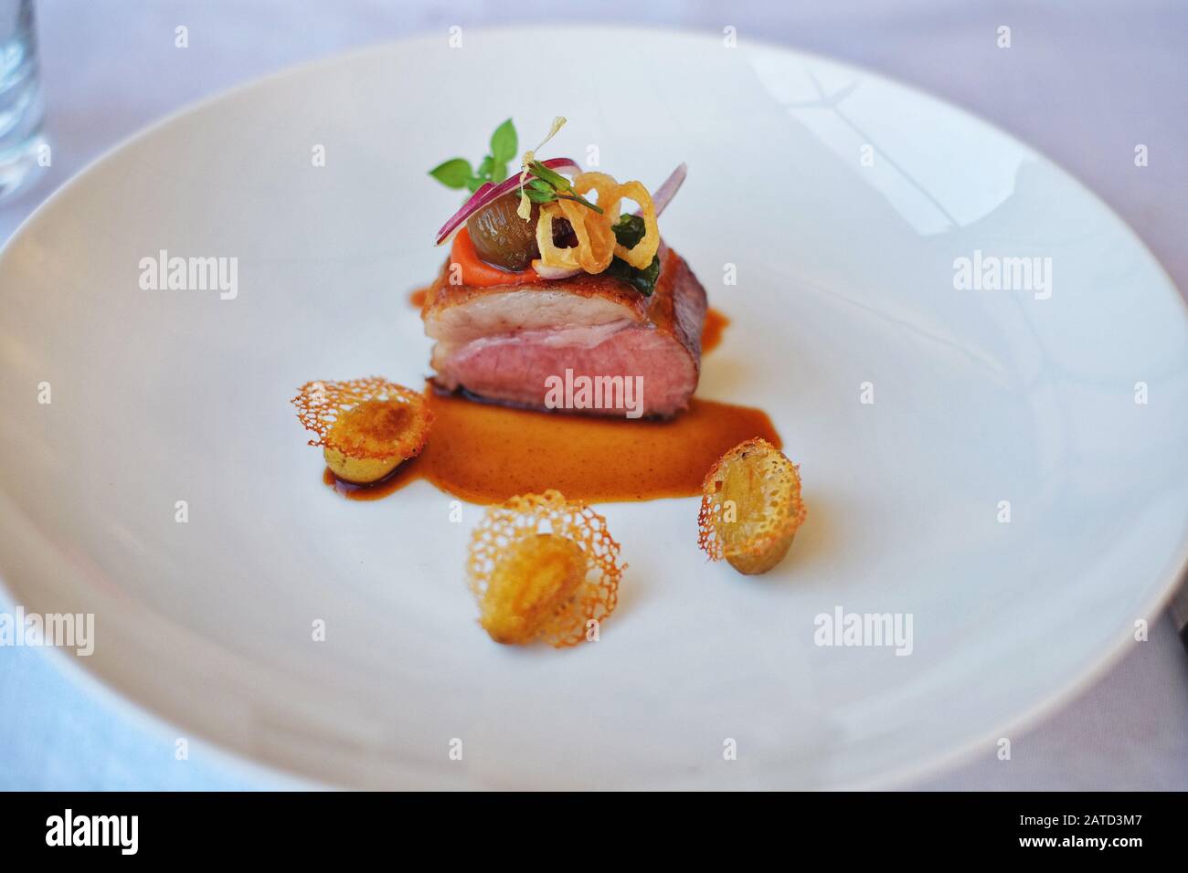 Michelin star food ‘Roasted Saddle of Lamb “Aveyron” with Kaloupilé ...