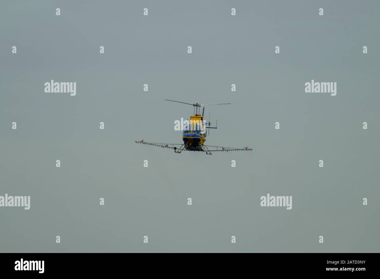 Mosquito Control Helicopter over the Tinchi Tanba Wetlands Stock Photo ...