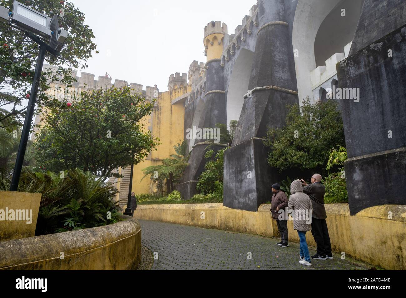 Sintra, Portugal - January 18, 2020: Tourists take photos of the Pena ...
