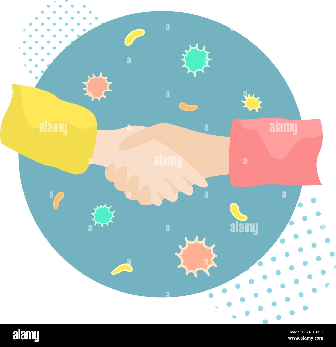 Infection with a virus through a handshake. Viral disease. Epidemic ...