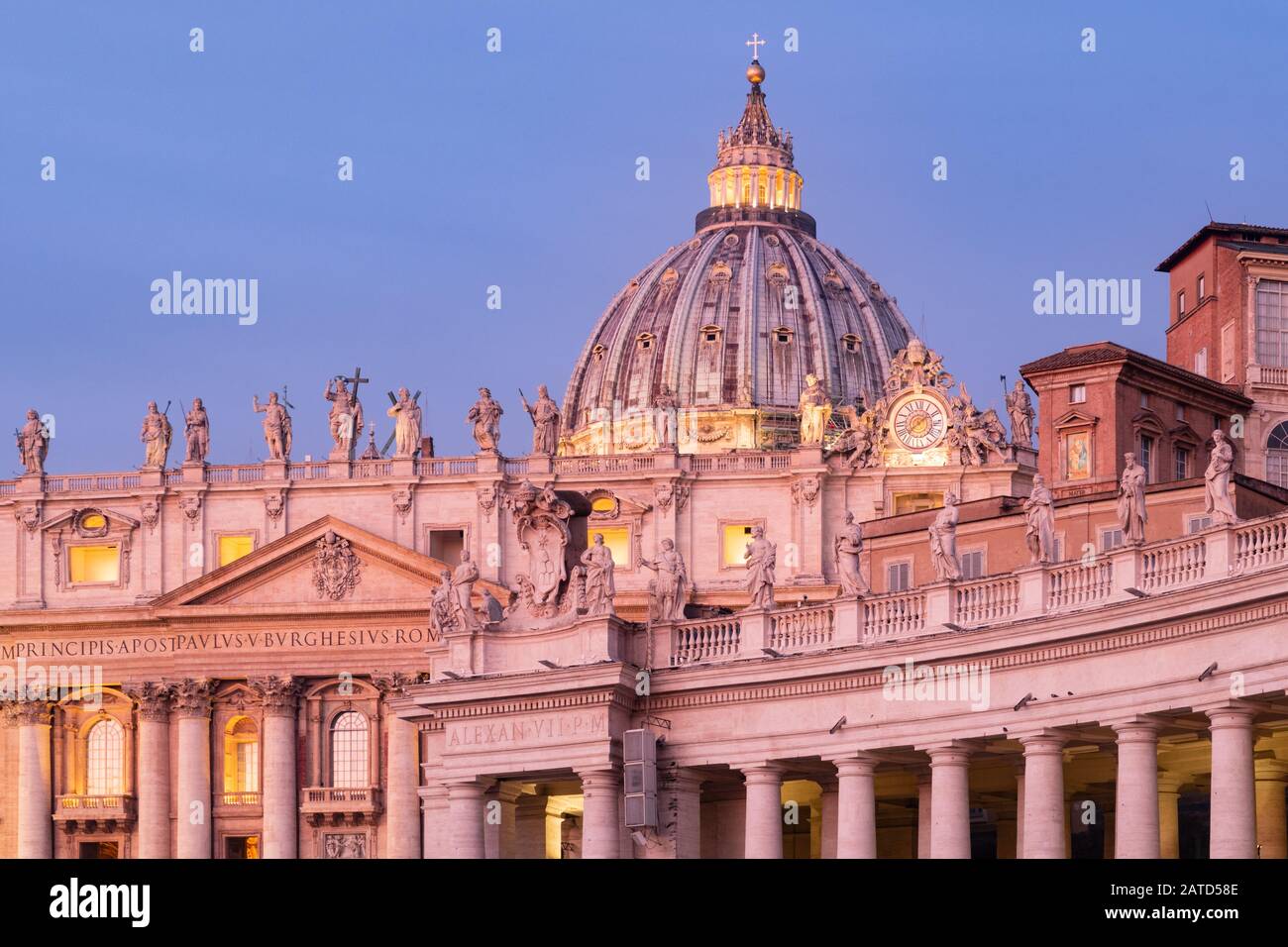 Rome, Italy - Jan 3, 2020: St. Peters Square and St. Peters Basilica at ...