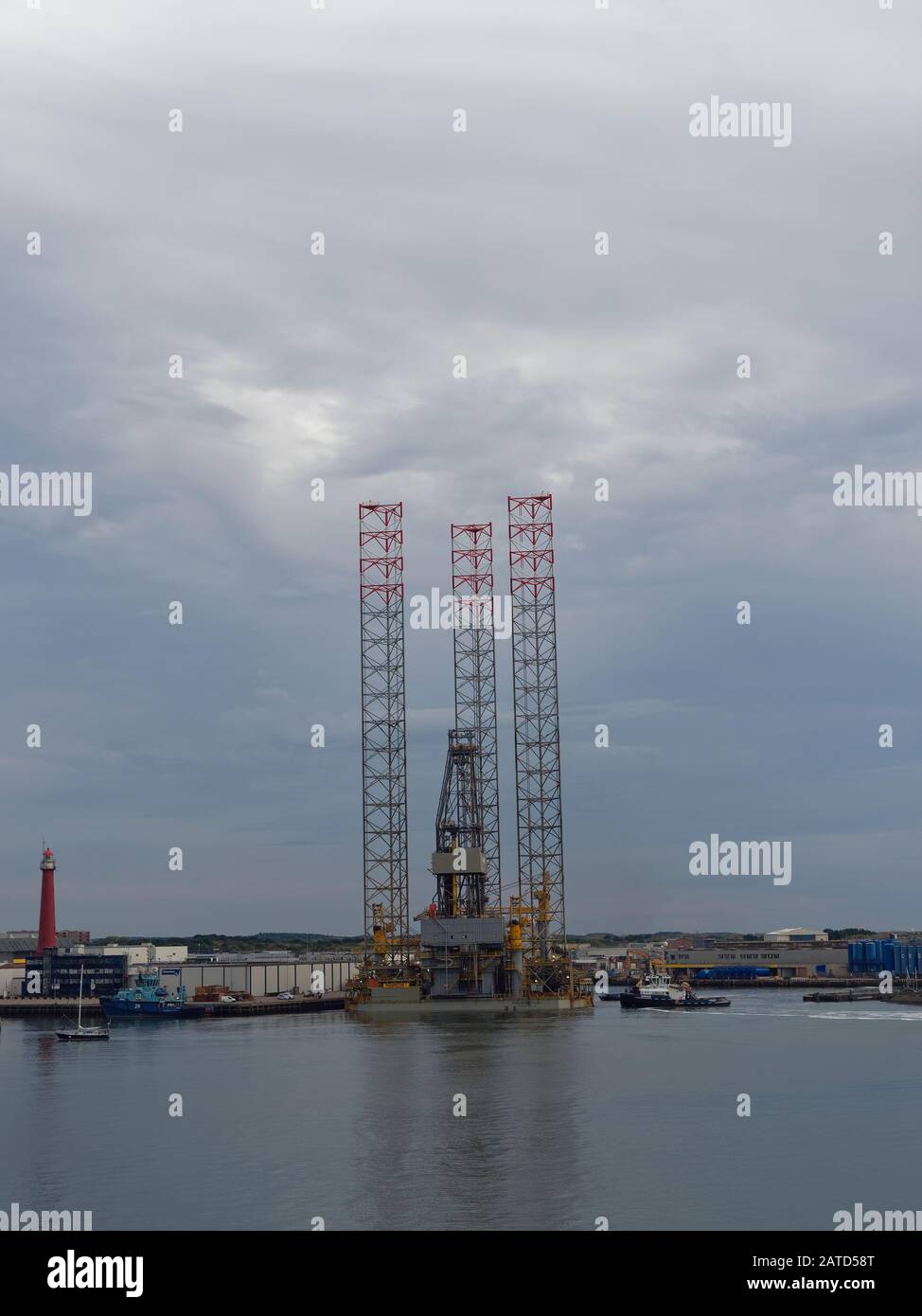The Prospector 1 Jack up Oil Exploration Rig being pushed into the ...
