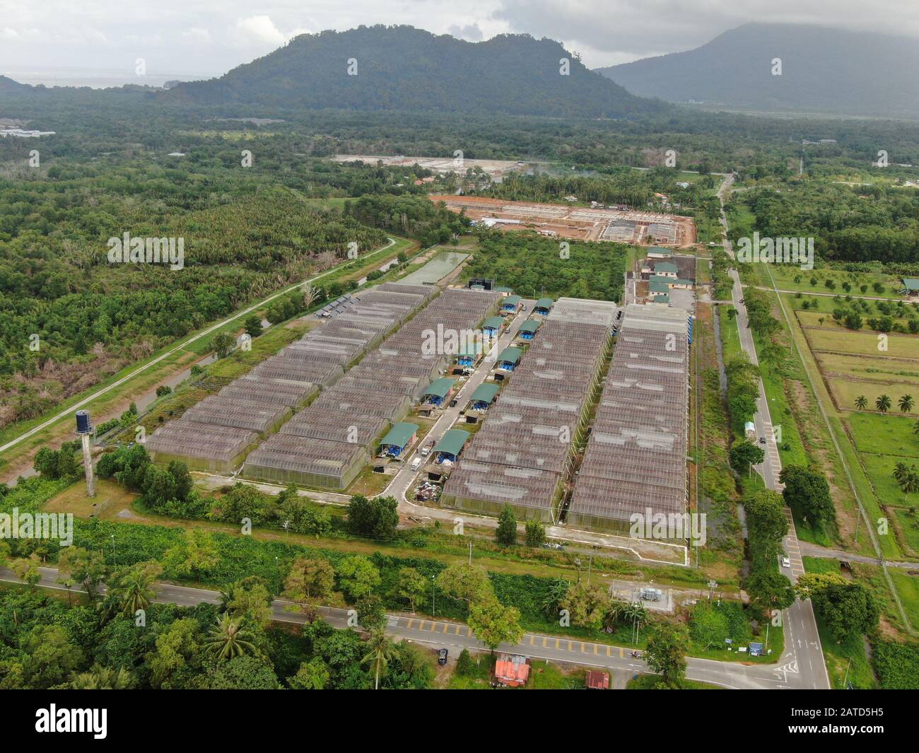Kuching, Sarawak / Malaysia - February 1, 2020: Aerial view of green ...