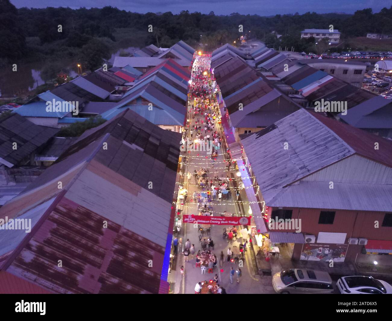 Kuching, Sarawak / Malaysia - October 7, 2019: The night market street ...