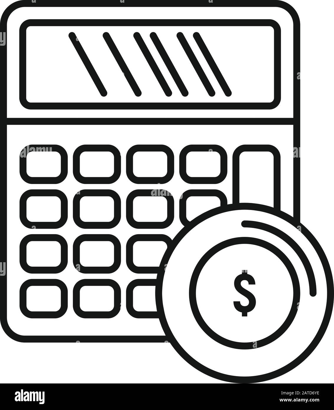 Money calculator icon. Outline money calculator vector icon for web ...