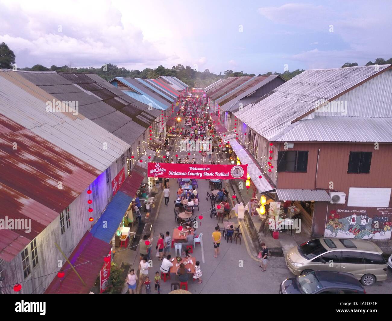 Kuching, Sarawak / Malaysia - October 7, 2019: The night market street ...