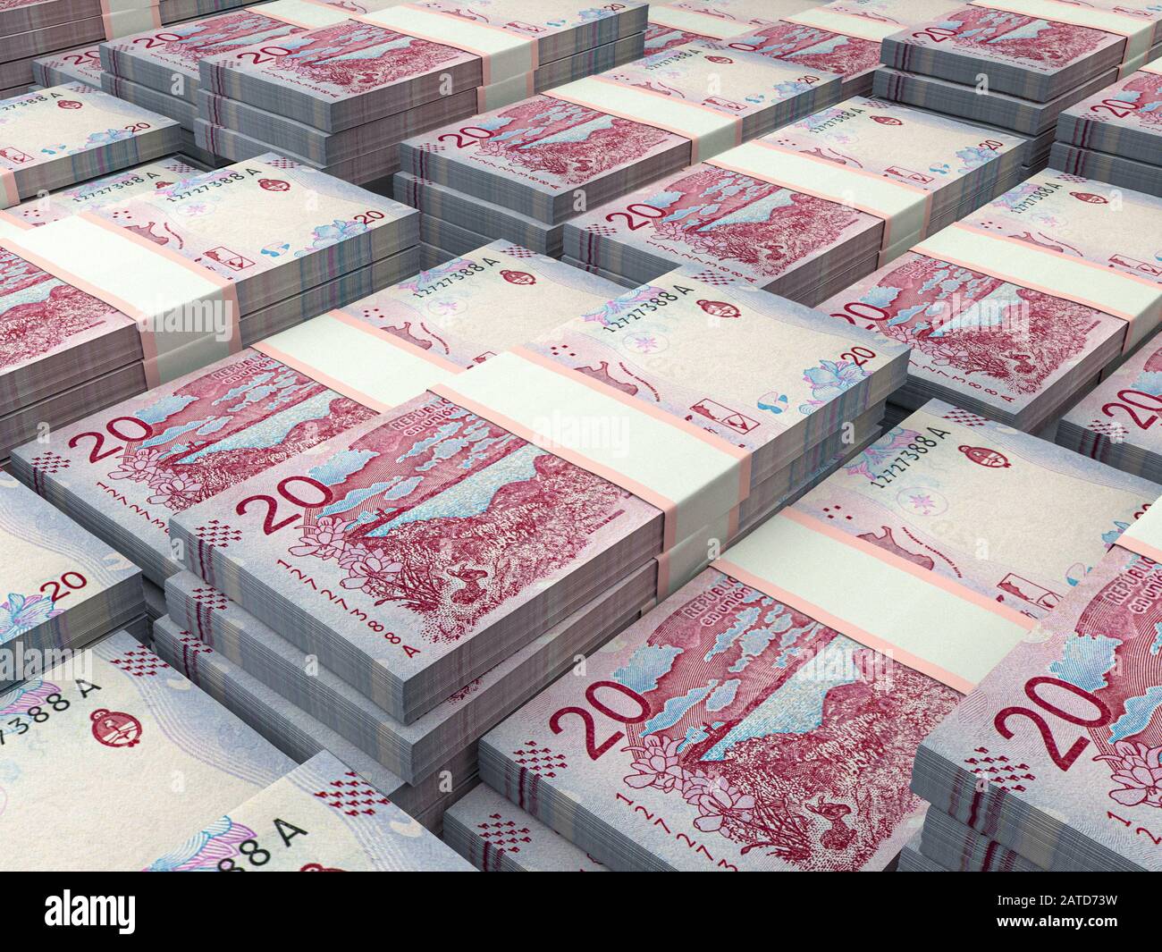 Closeup Argentine pesos banknotes background. ARS pattern. peso macro ...