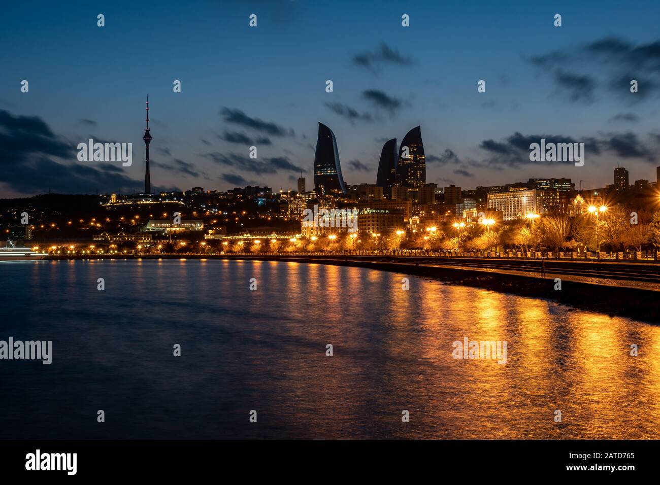 Night view baku skyscrapers hi-res stock photography and images - Alamy