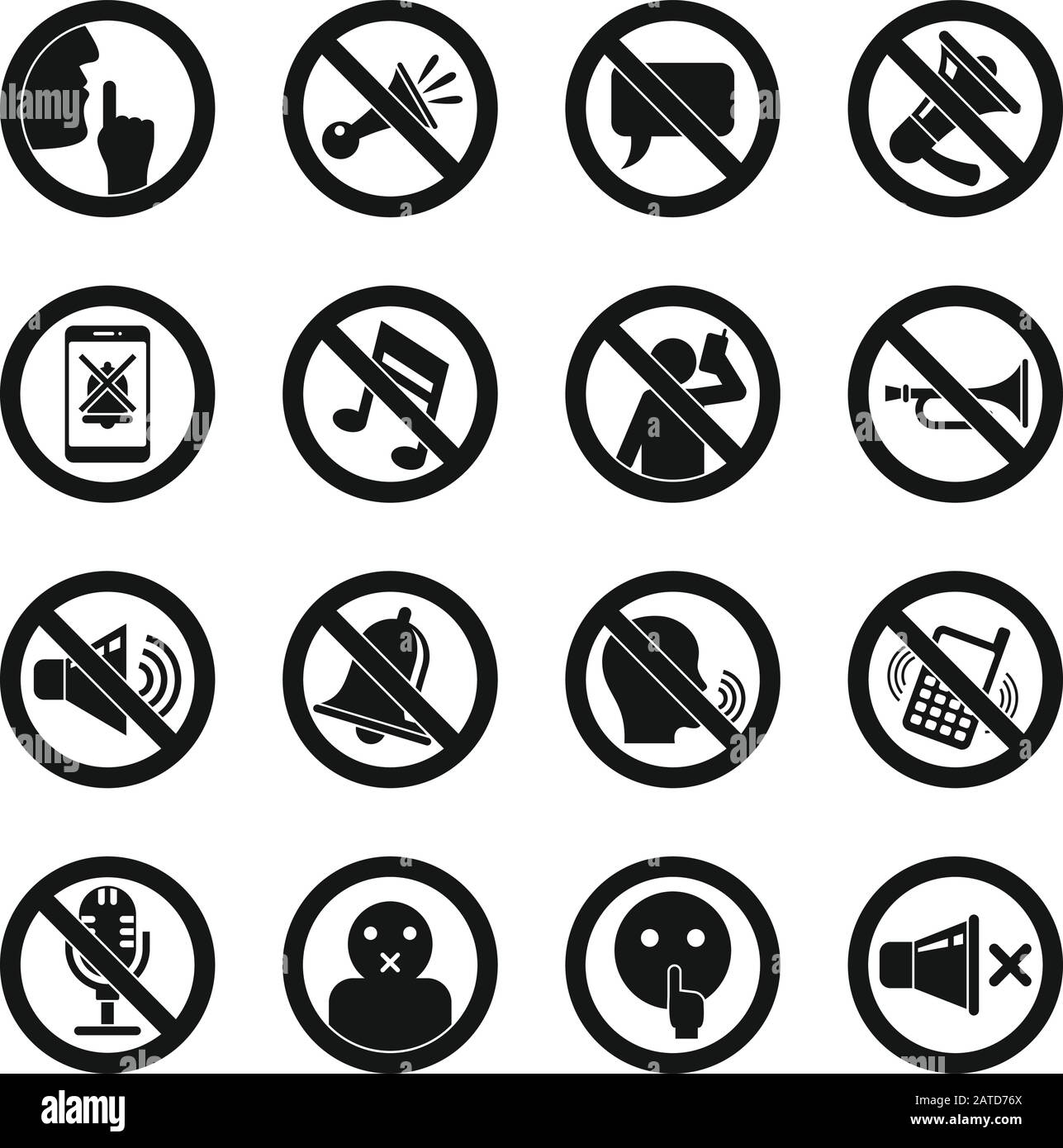 Silence icons set. Simple set of silence vector icons for web design on ...