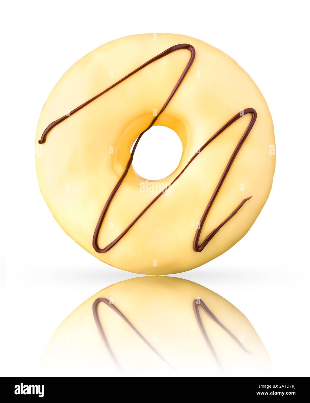 Glazed donut isolated on a white background with reflection Stock Photo ...