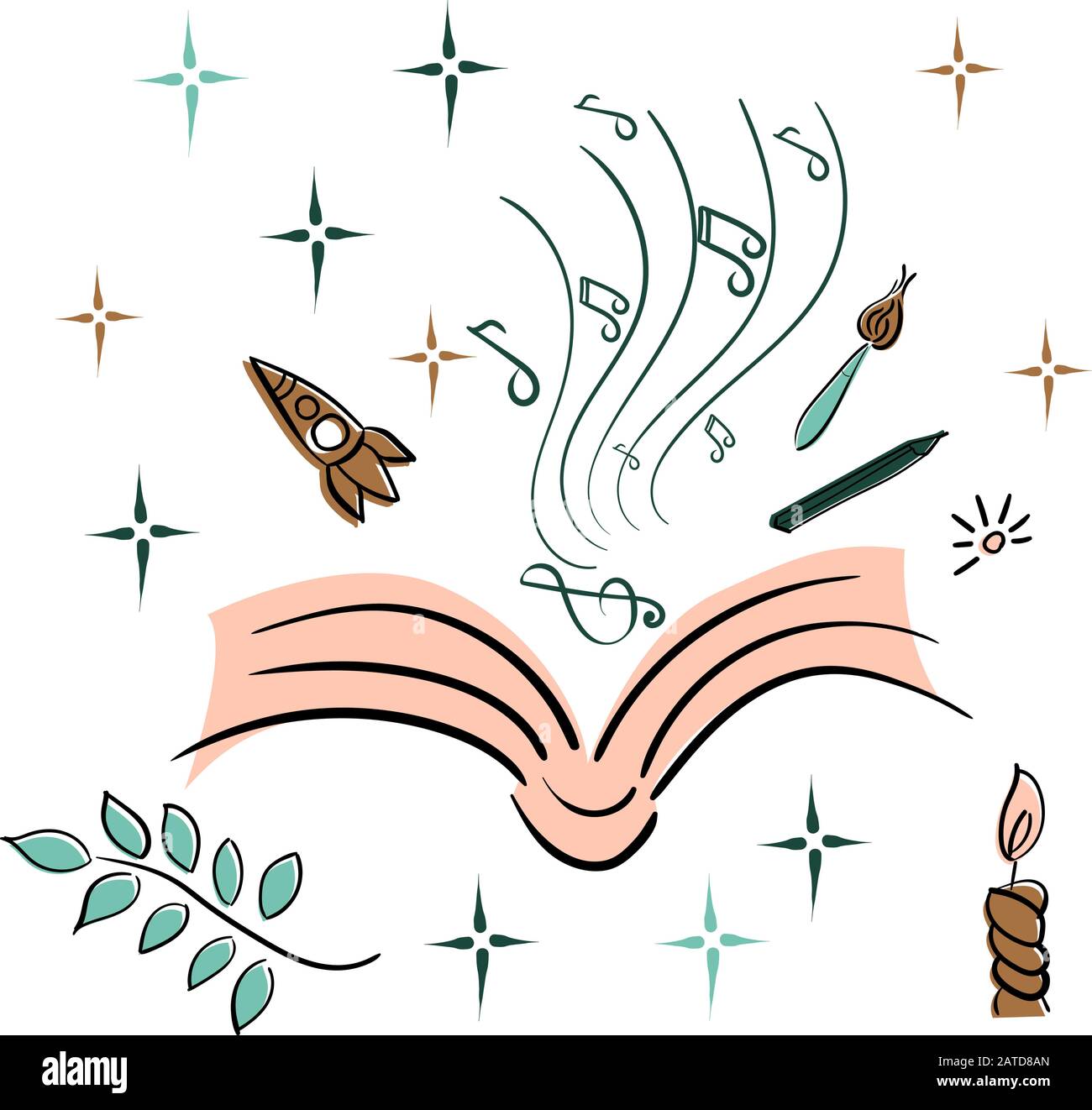 Art pencil drawing reading Cut Out Stock Images & Pictures - Alamy