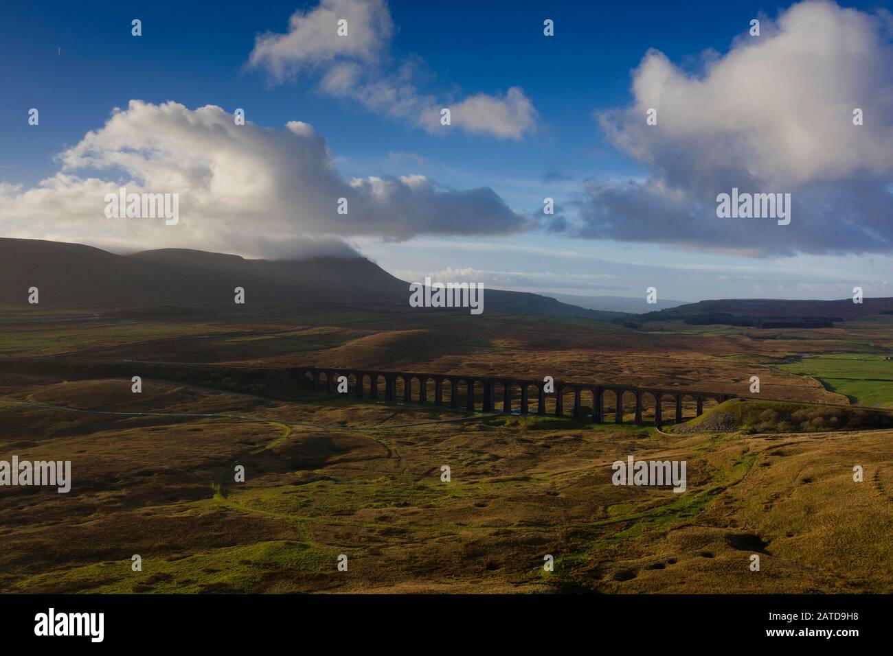 Sunset over Iconic Yorkshire Landmark Ribblehead Viaduct Stock Photo ...
