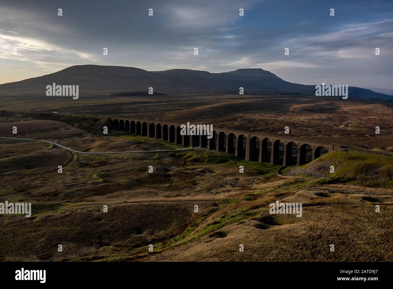 Sunset over Iconic Yorkshire Landmark Ribblehead Viaduct Stock Photo ...