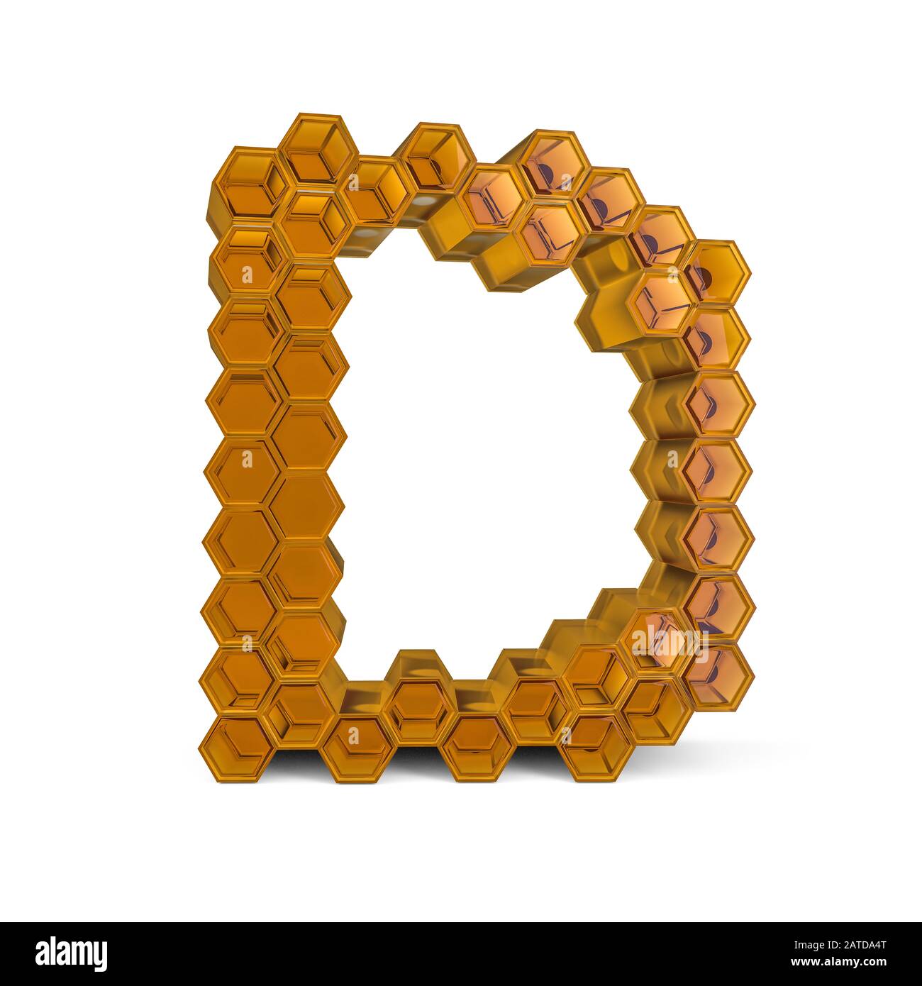 Capital letter D. Uppercase. Orange glossy abstract honeycomb font. 3D ...