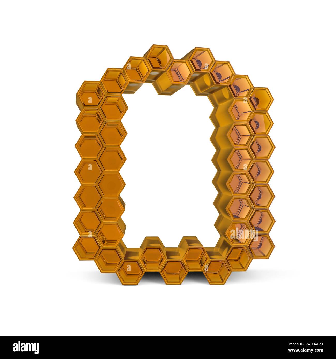 Capital letter O. Uppercase. Orange glossy abstract honeycomb font. 3D ...