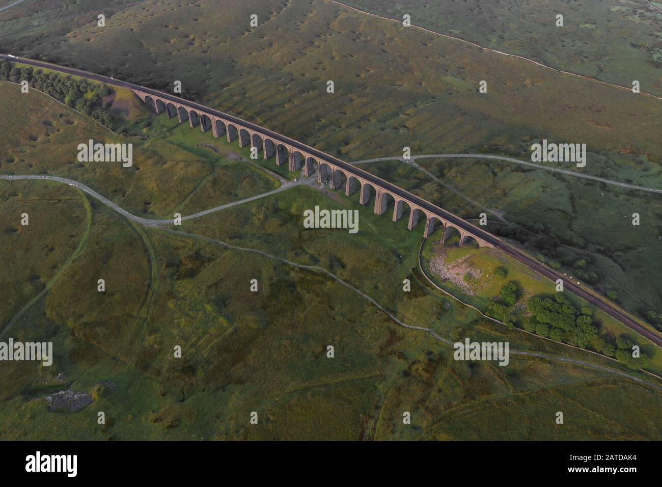 Sunset over Iconic Yorkshire Landmark Ribblehead Viaduct Stock Photo ...