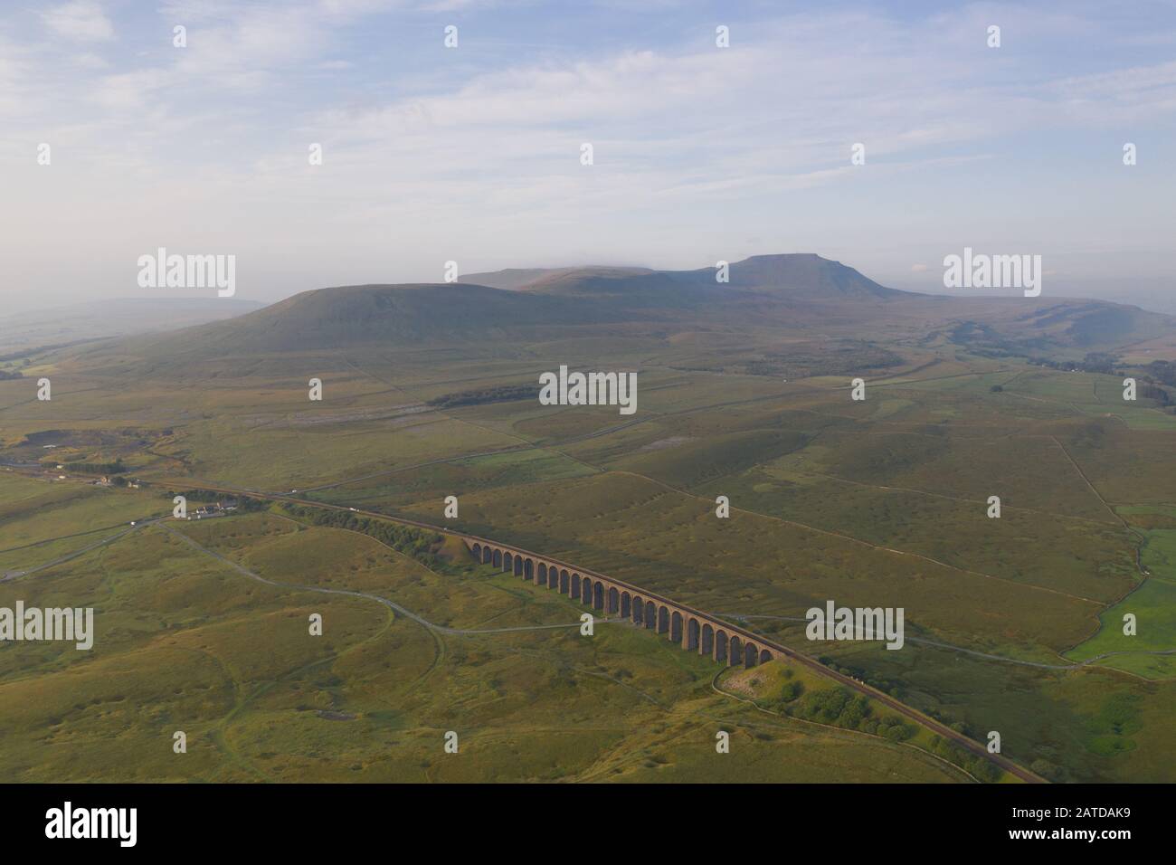Sunset over Iconic Yorkshire Landmark Ribblehead Viaduct Stock Photo ...