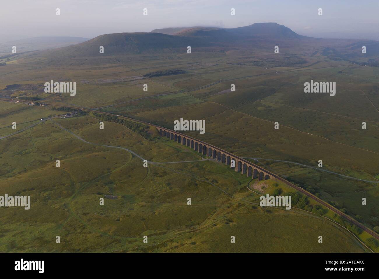 Sunset over Iconic Yorkshire Landmark Ribblehead Viaduct Stock Photo ...