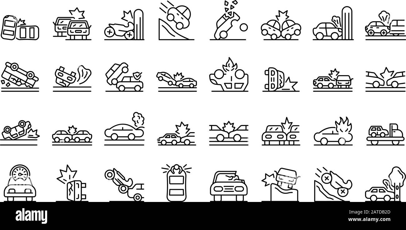 Car accident icons set, outline style Stock Vector Image & Art - Alamy