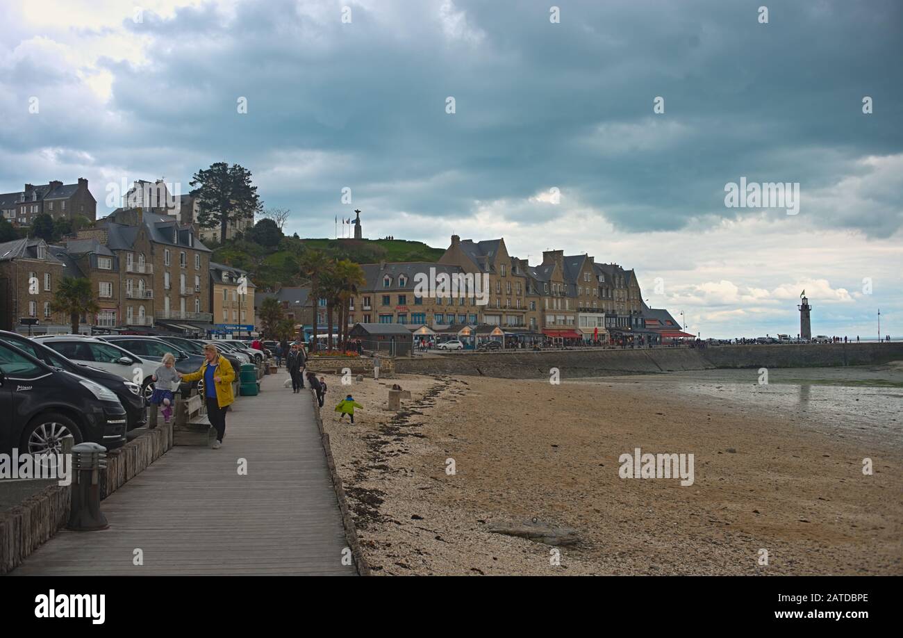 CANCALE, FRANCE - April 7th 2019 - View from boardwalk at Atlantic ...