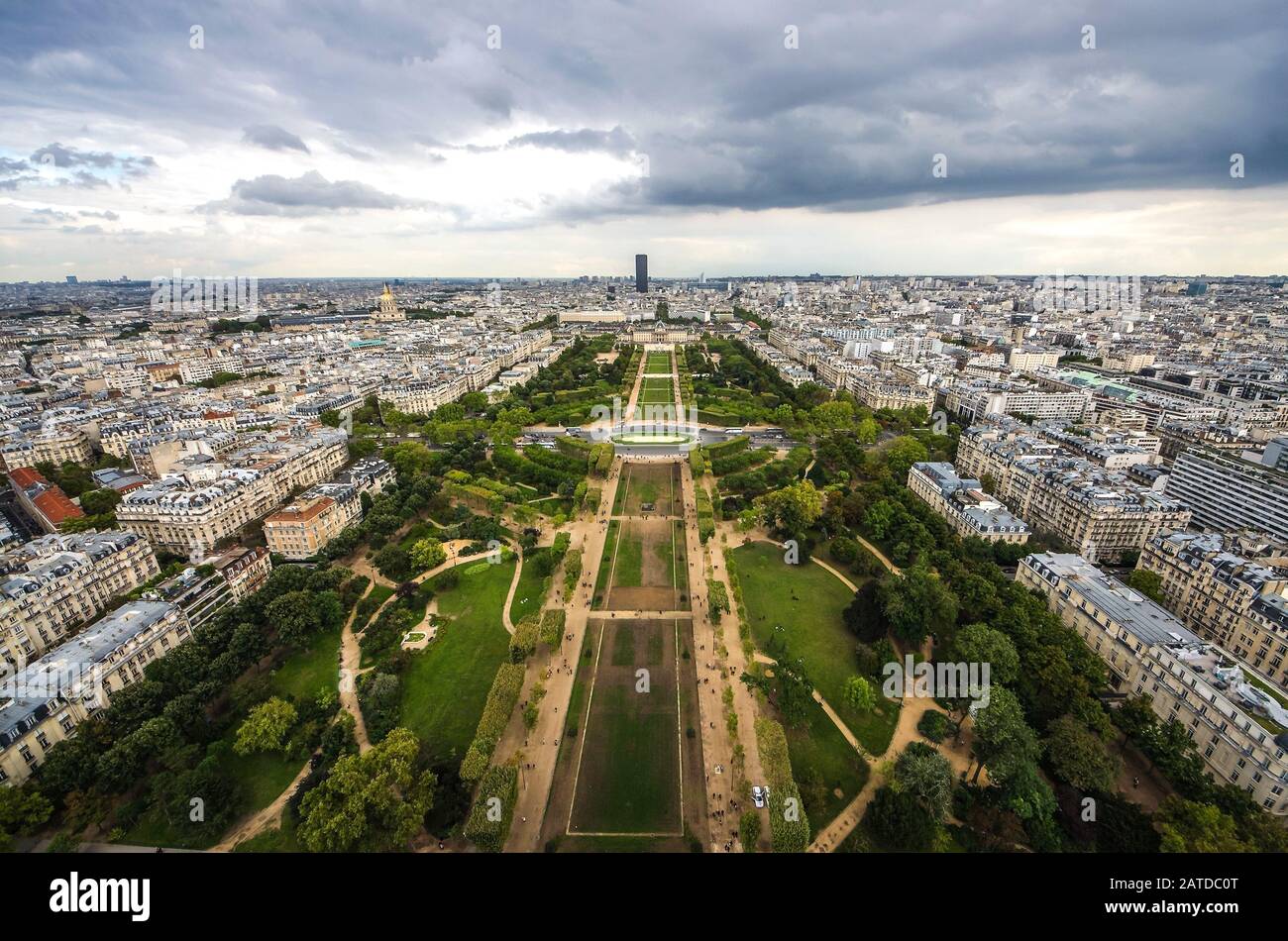 Paris, France - cityscape with Field of Mars gardens and Montparnasse ...