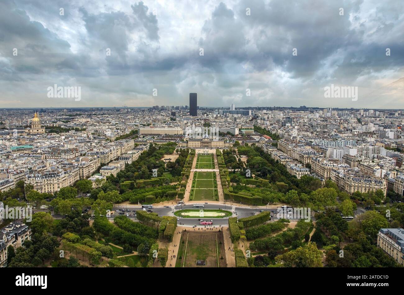 Paris, France - cityscape with Field of Mars gardens and Montparnasse ...