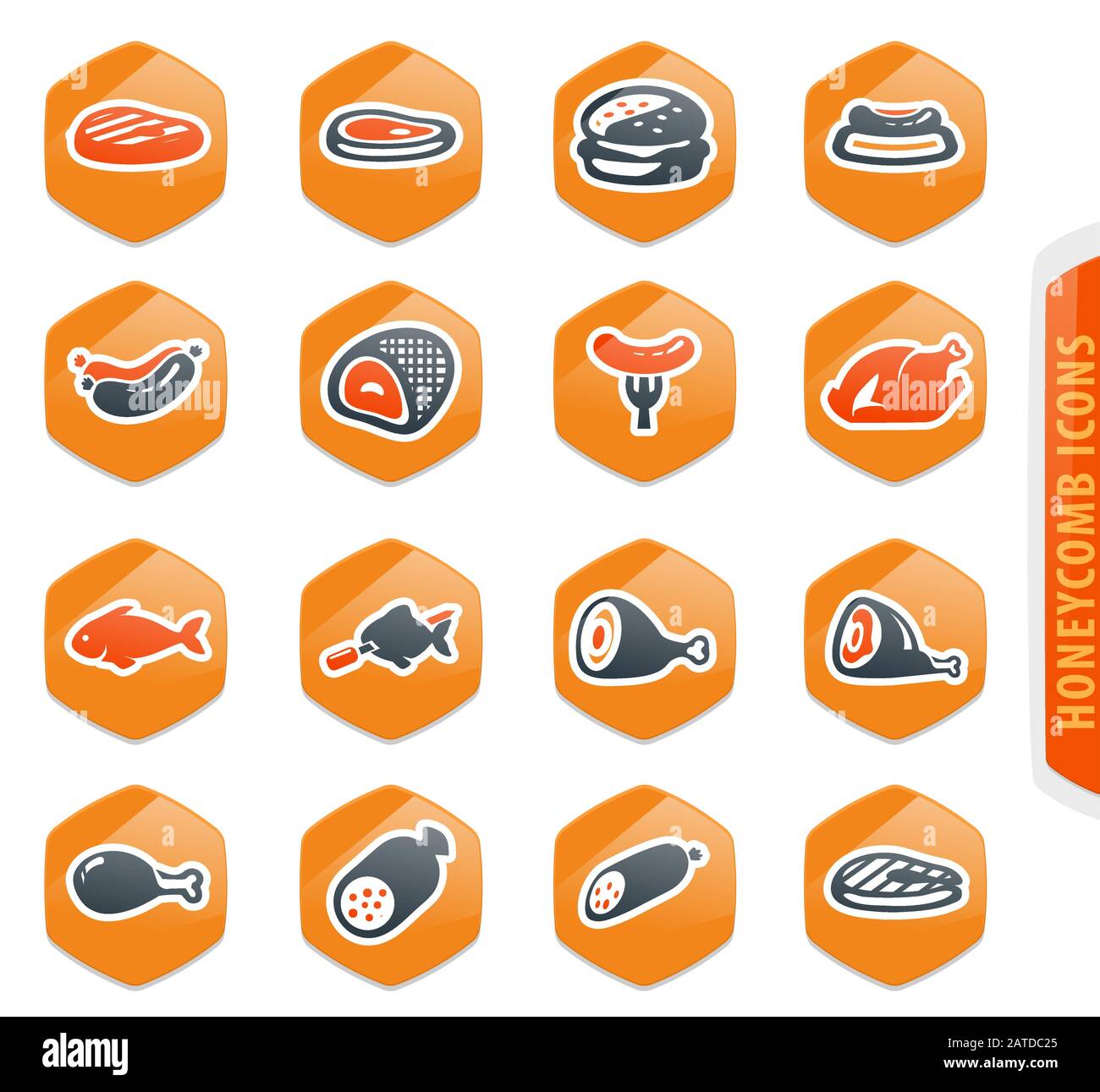 Meat and protein icons set Stock Vector Image & Art - Alamy