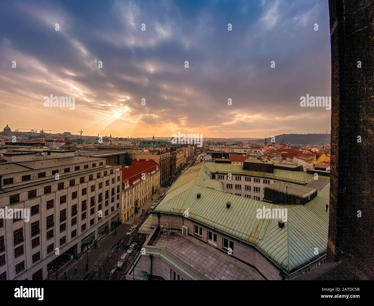 Prague red roofs and spires of historical Old Town of Prague. Cityscape ...