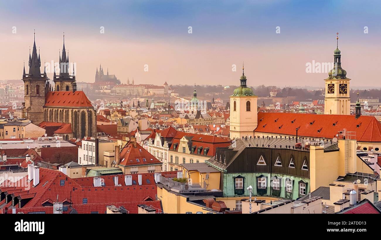 Prague red frosty rooftops view hi-res stock photography and images - Alamy