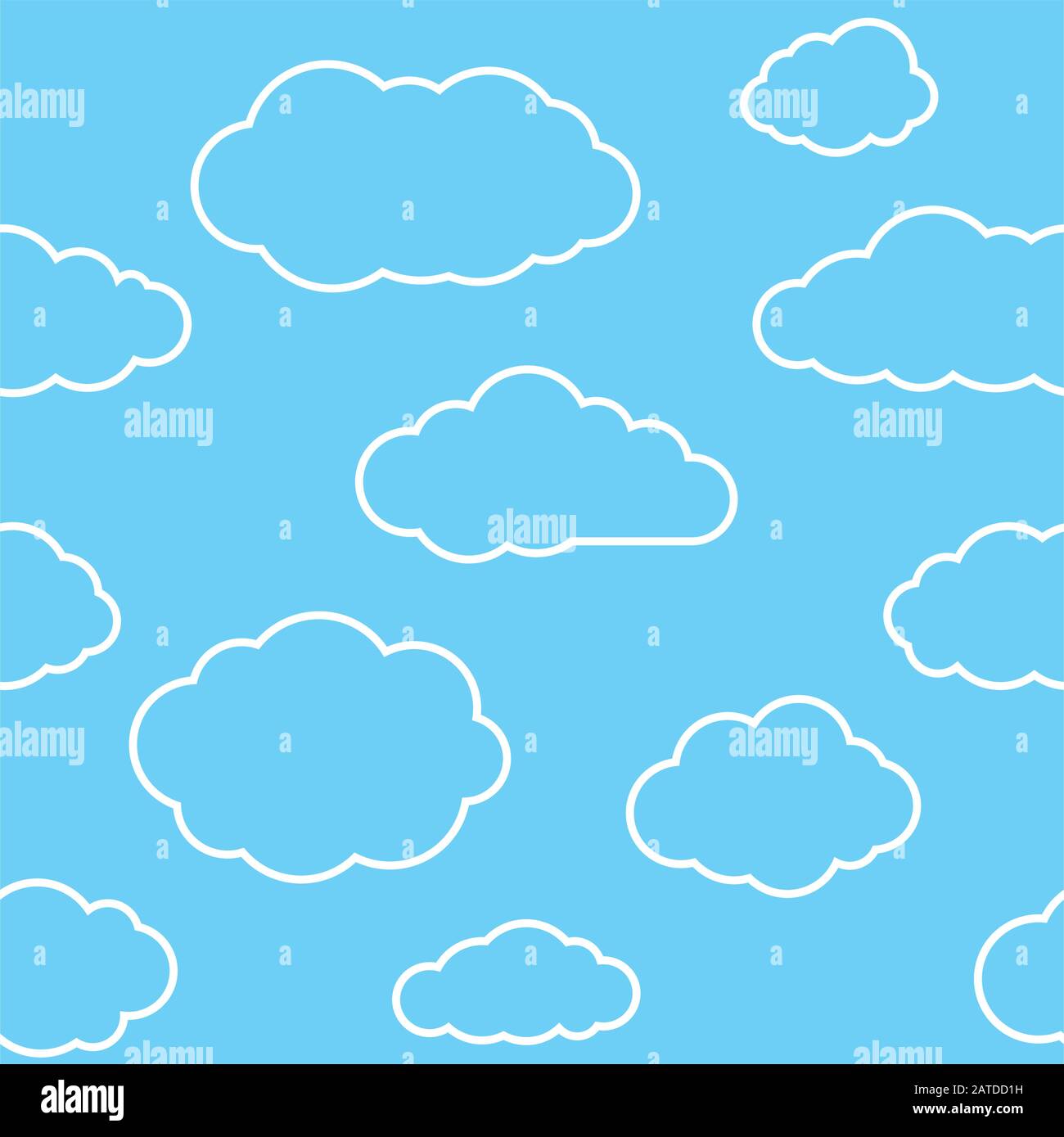 Clouds seamless pattern. Vivid sky blue continuous background with ...